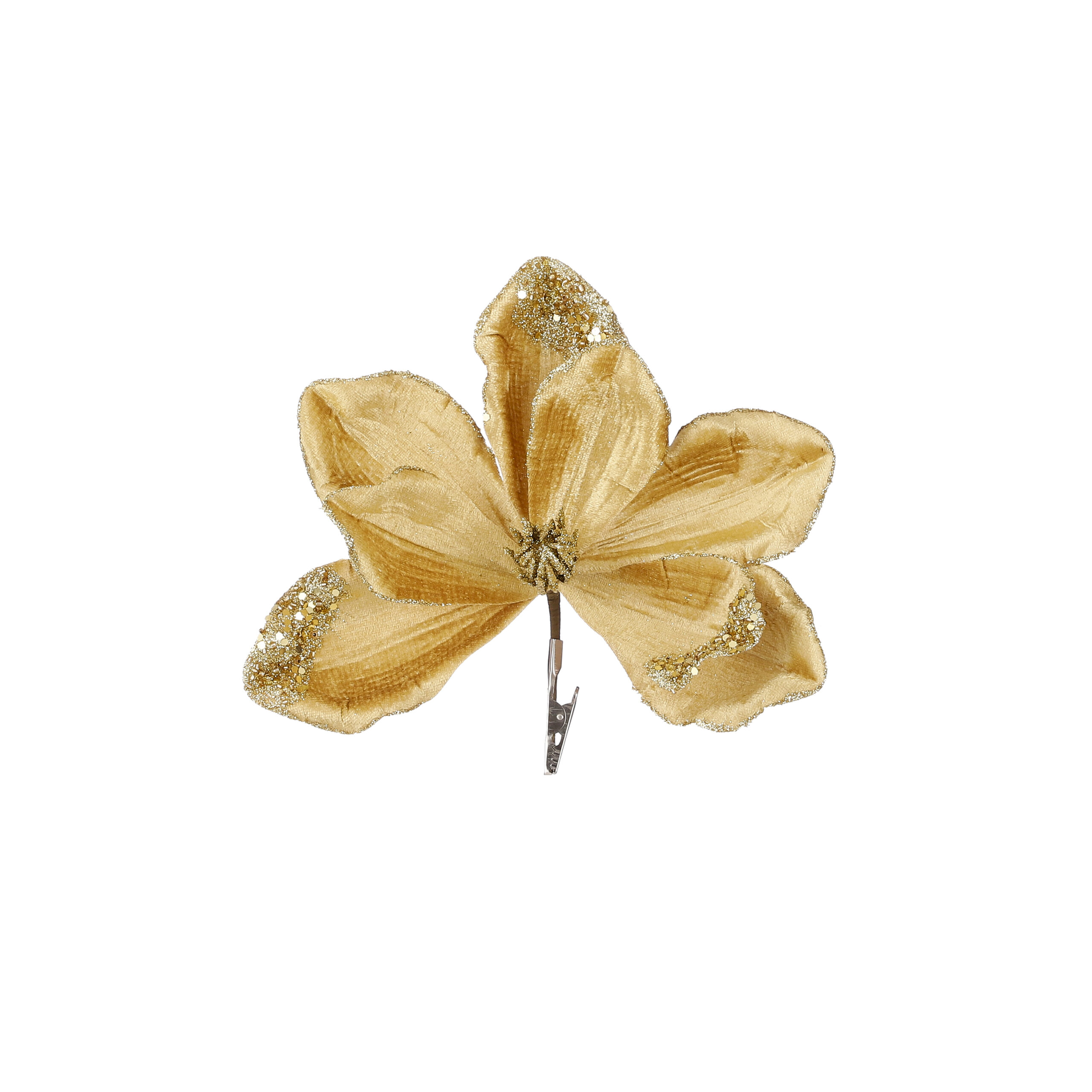 Gold Magnolia Flower Clip-On Christmas Decoration | KELLYS