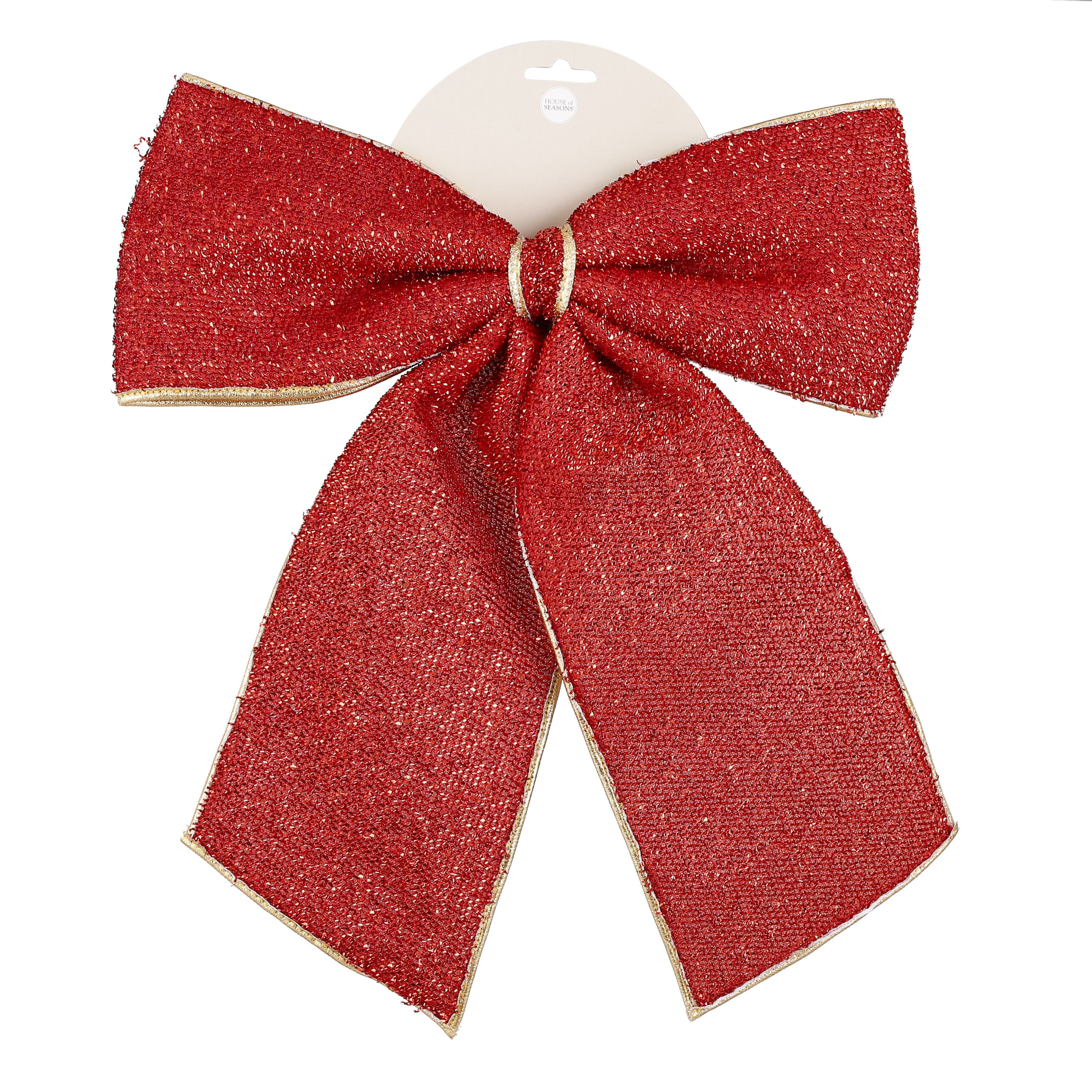 Large Red with Gold Trim Bow Christmas Decoration | KELLYS